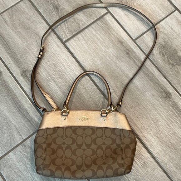 Coach | Bags | Coach Cross Body Rose Gold Leather And Tan | Poshmark